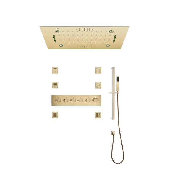 Fontanashowers Terni Remote Controlled Brushed Gold Thermostatic